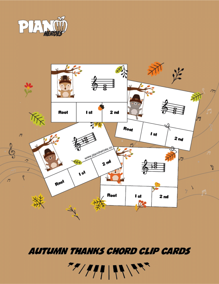 Autumn Thanks Chord Clip Cards - Piano Heroes | Piano Teaching Resources
