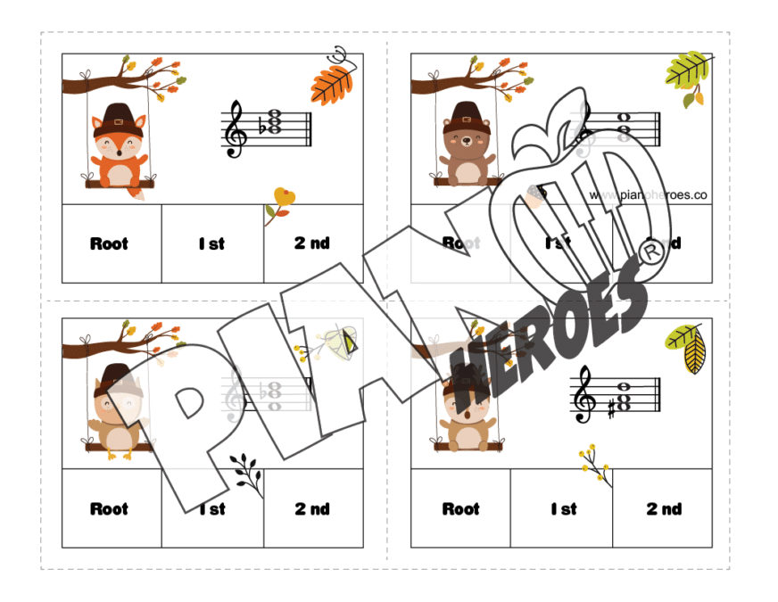 Autumn Thanks Chord Clip Cards - Piano Heroes | Piano Teaching Resources