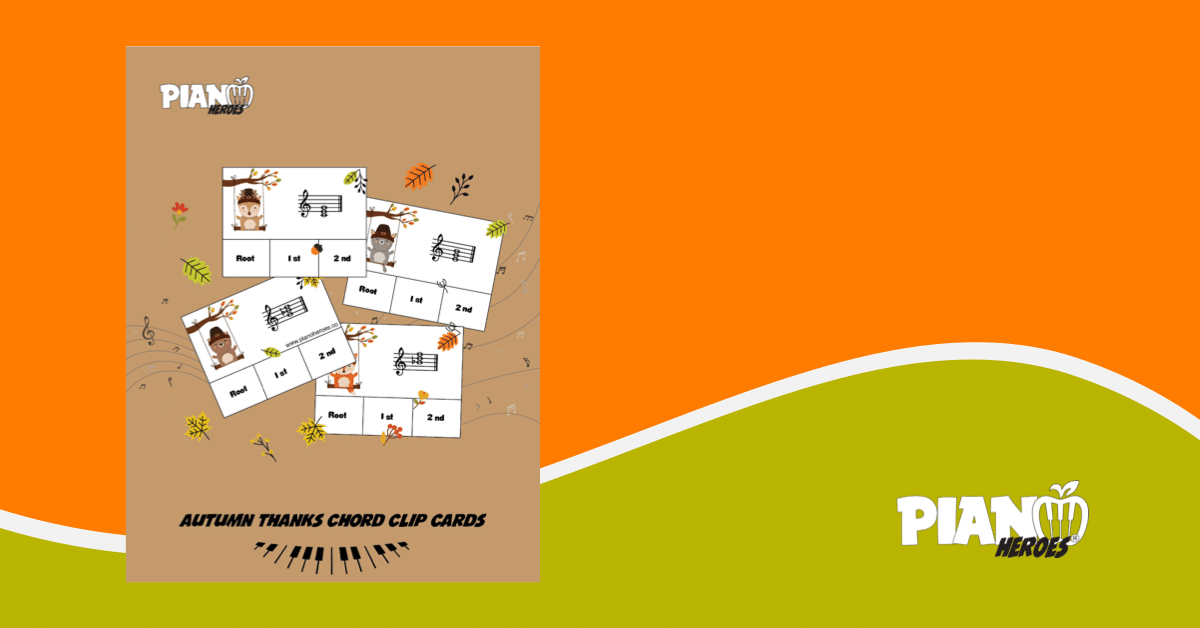 Autumn Thanks Chord Clip Cards - Piano Heroes | Piano Teaching Resources