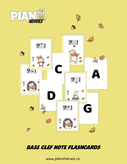 Bass Clef Note Flashcards - Piano Heroes | Piano Teaching Resources