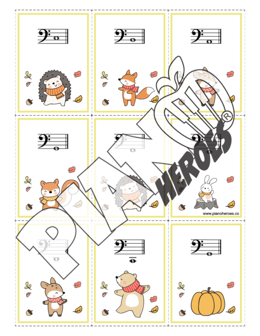 Bass Clef Note Flashcards - Piano Heroes | Piano Teaching Resources