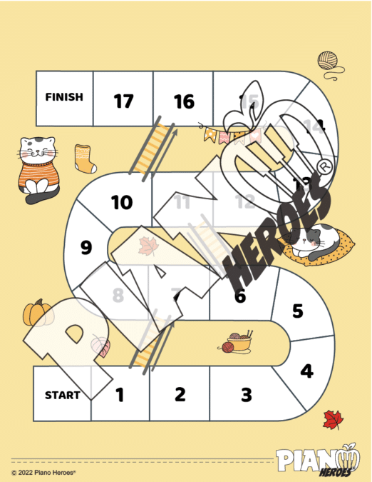 Fall Kittens Step and Skip - Piano Heroes | Piano Teaching Resources