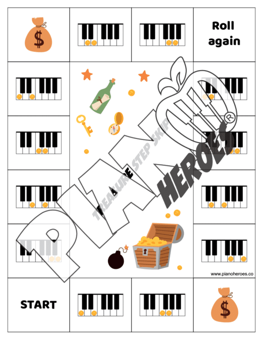Step and Skip Treasure Hunt - Piano Heroes | Piano Teaching Resources
