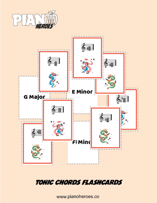 Tonic Chords Flashcards - Piano Heroes | Piano Teaching Resources