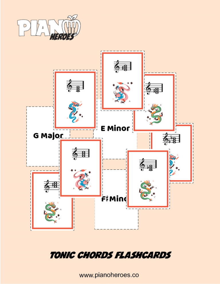 Tonic Chords Flashcards - Piano Heroes | Piano Teaching Resources