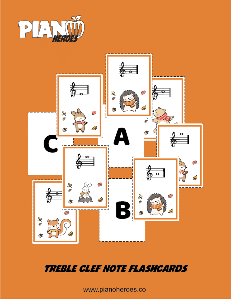 Treble Clef Note Flashcards - Piano Heroes | Piano Teaching Resources