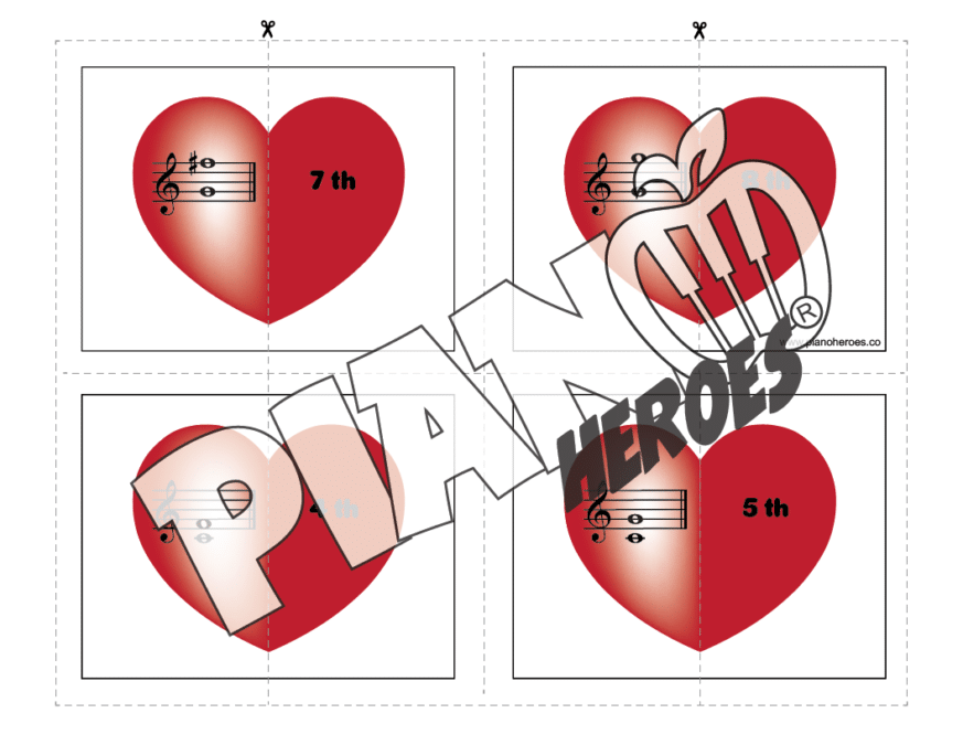 Music Heart Interval Match - Piano Heroes | Piano Teaching Resources