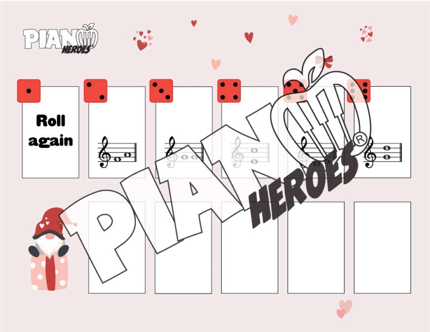 Valentine Gnome Intervals - Piano Heroes | Piano Teaching Resources