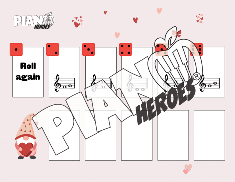 Valentine Gnome Intervals - Piano Heroes | Piano Teaching Resources