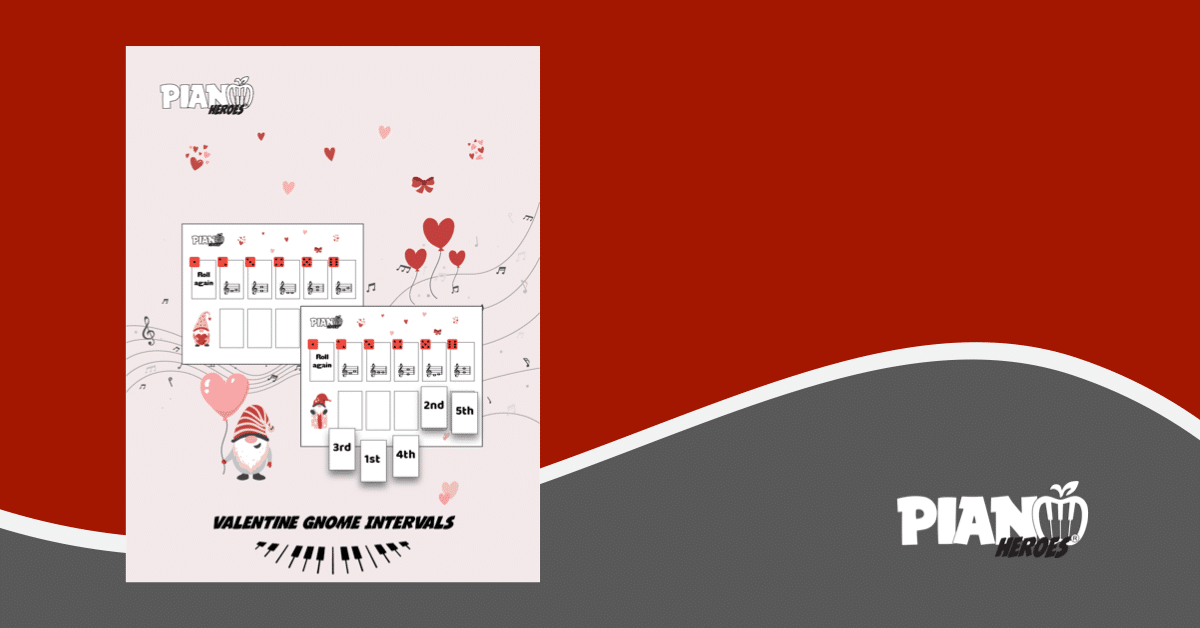 Valentine Gnome Intervals - Piano Heroes | Piano Teaching Resources