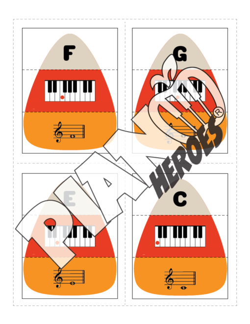 Candy Corn Note Match - Piano Heroes | Piano Teaching Resources