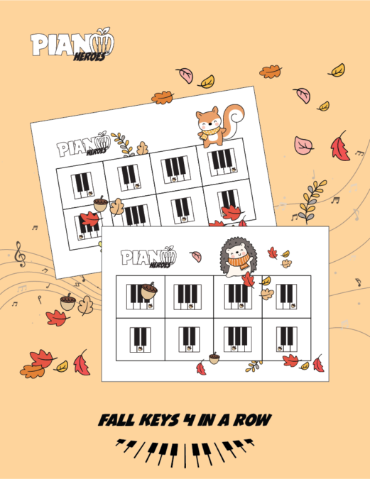 Fall Keys 4 in a row - Piano Heroes | Piano Teaching Resources