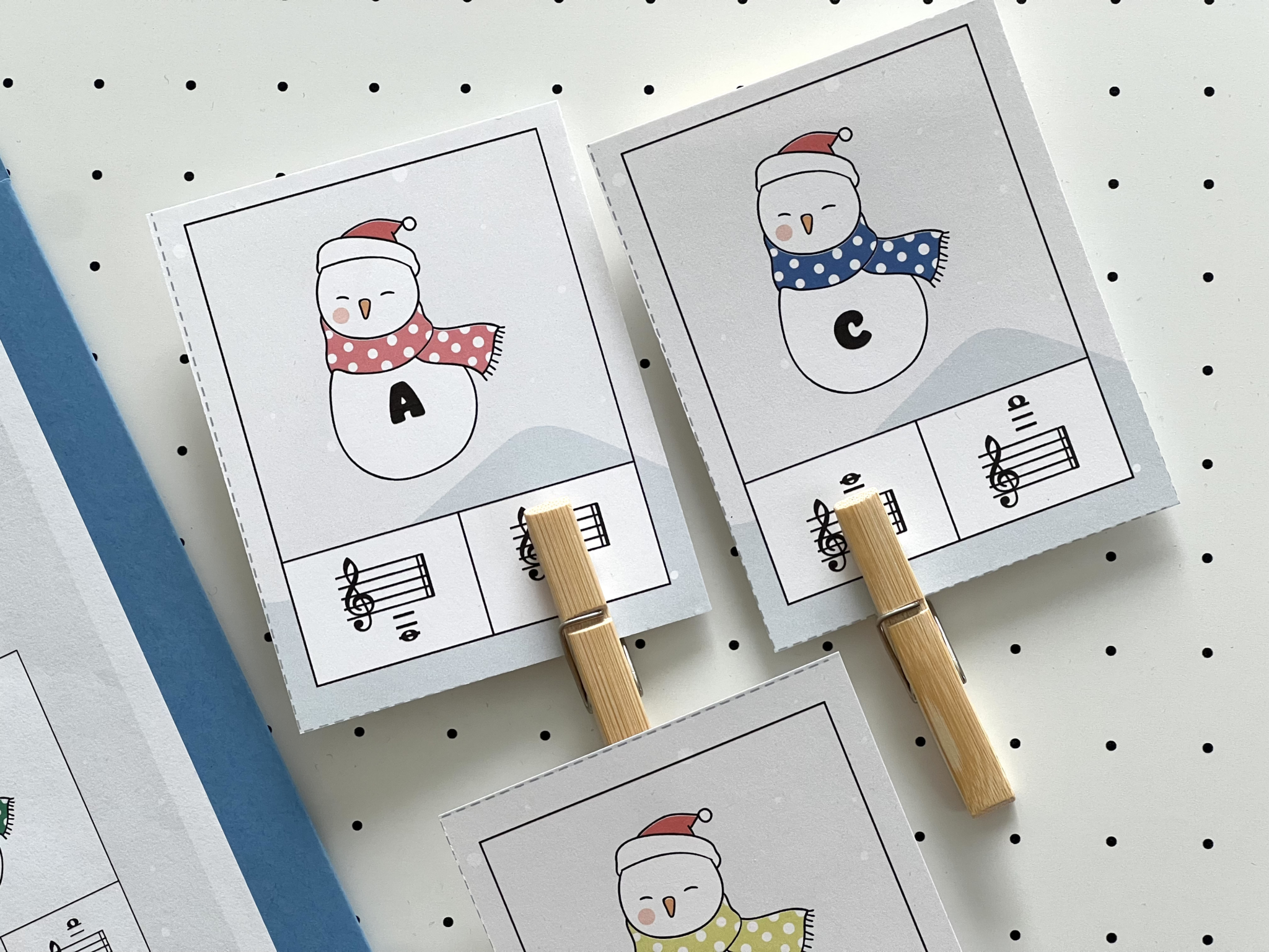 Conquer Ledger Line Notes with Snowmen Ledger Treble Notes Clip Cards ...