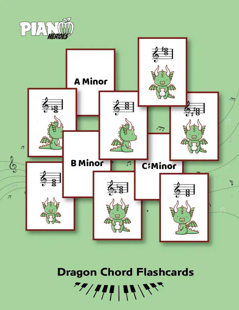 Dragon Chord Flashcards - Piano Heroes | Piano Teaching Resources