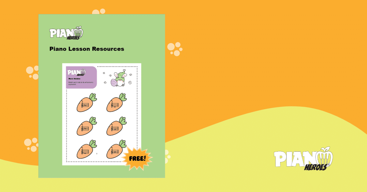 Easter Enharmonic Match Worksheet - Piano Heroes | Piano Teaching Resources